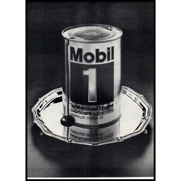 Mobil | Art | 976 Mobil 1 One Motor Oil Vintage Print Ad Silver Platter ...